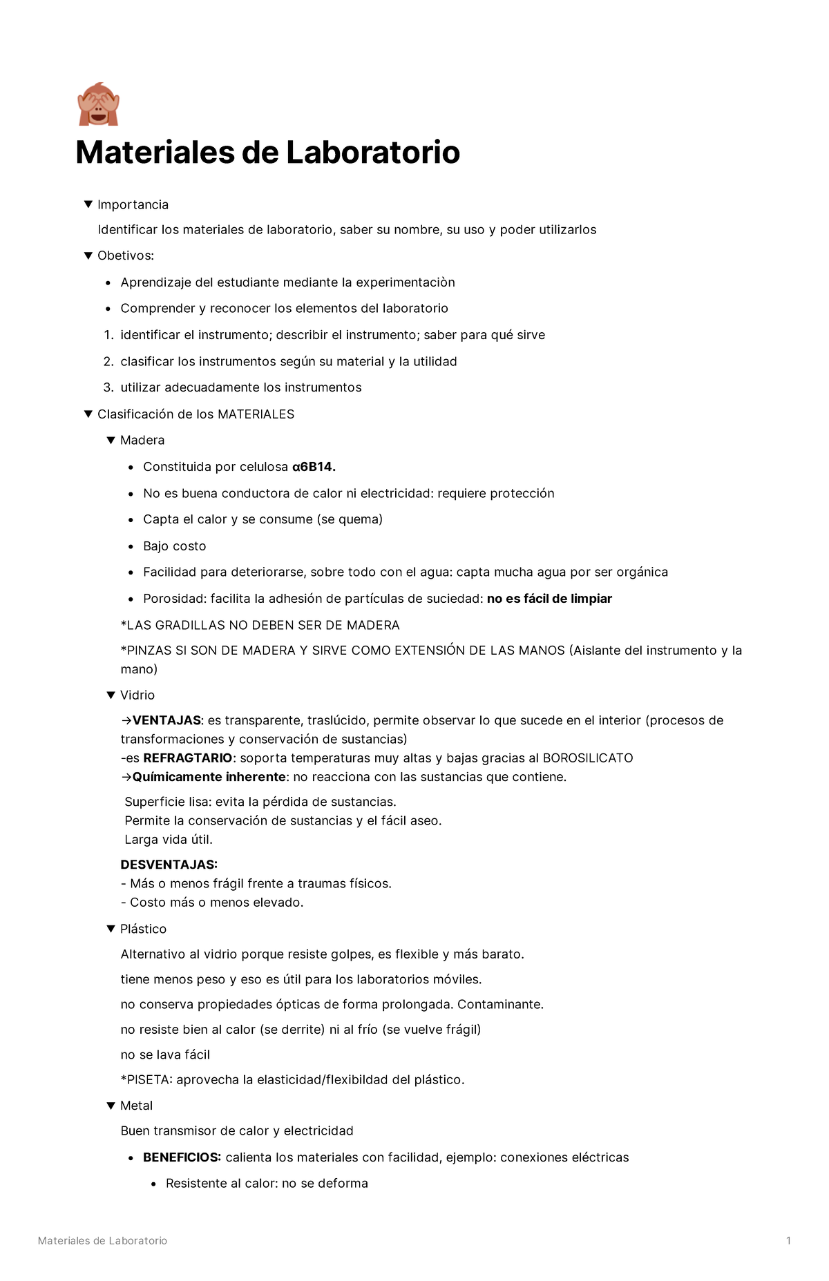 Práctica - Materiales de Laboratorio - 🙈 Materiales de Laboratorio ...