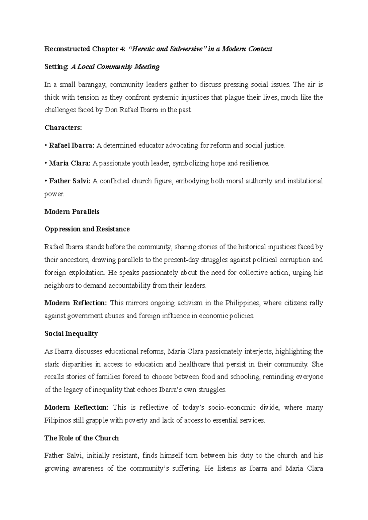 Rizal - Reconstruction and deconstruction of chapter 4 in noli me ...