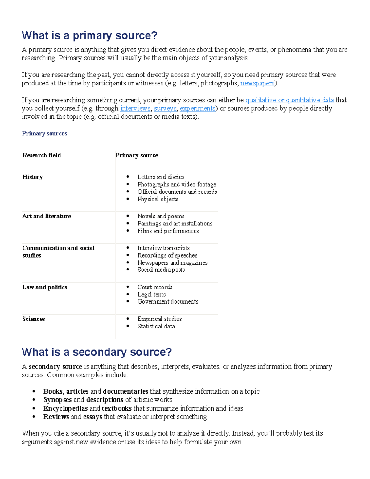 Primary, Secondary, Tertiary Information - What is a primary source? A ...