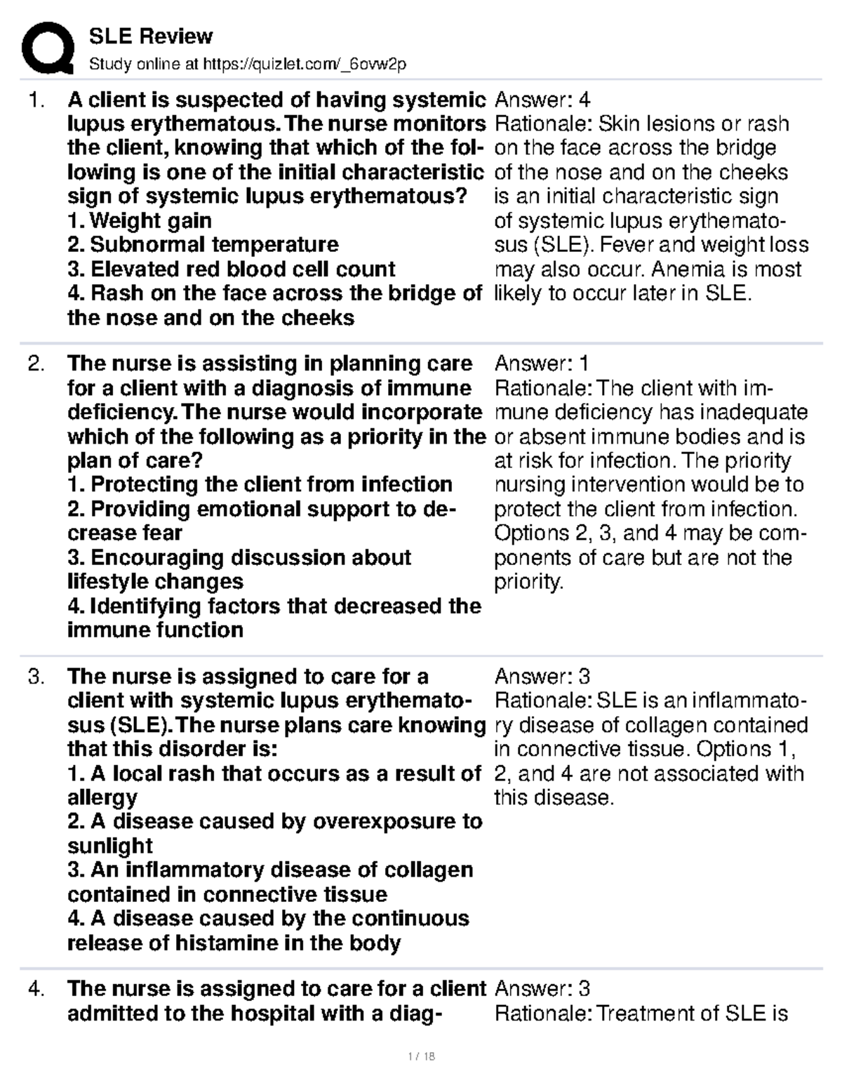 SLE2 - SFDSF - Study online at quizlet/_6ovw2p A client is suspected of ...