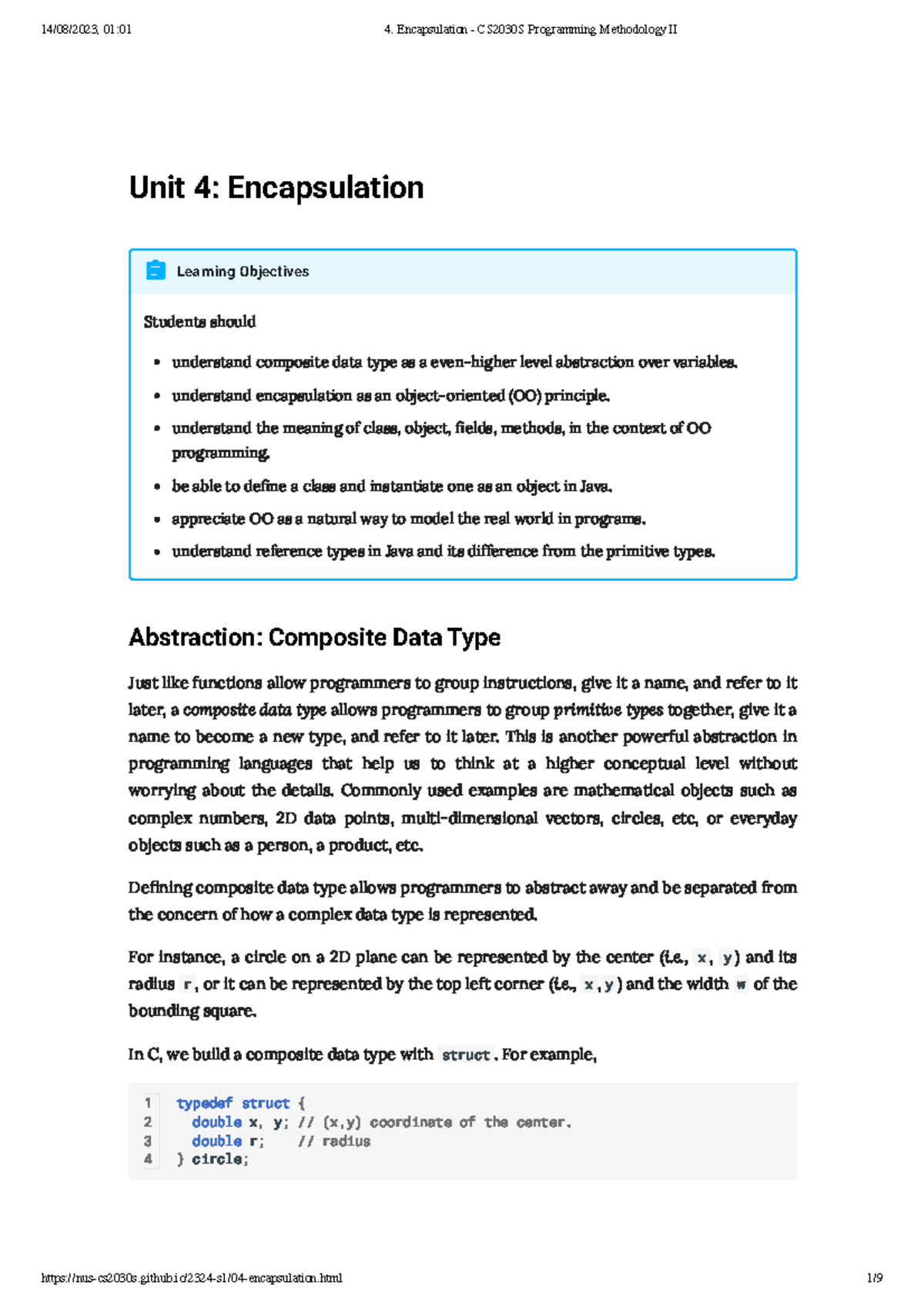 4. Encapsulation - notes - Unit 4: Encapsulation Students should ...