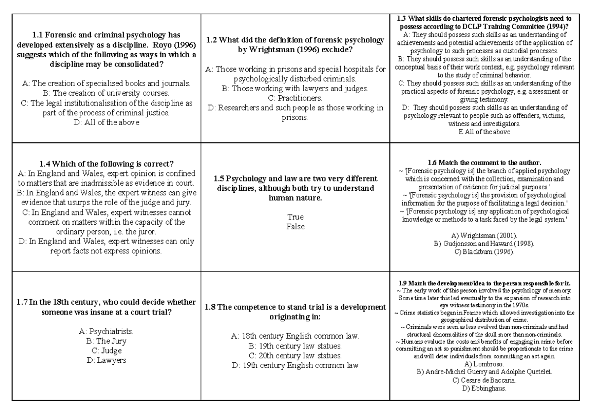 Exam June 2017, questions and answers - 1 Forensic and criminal ...
