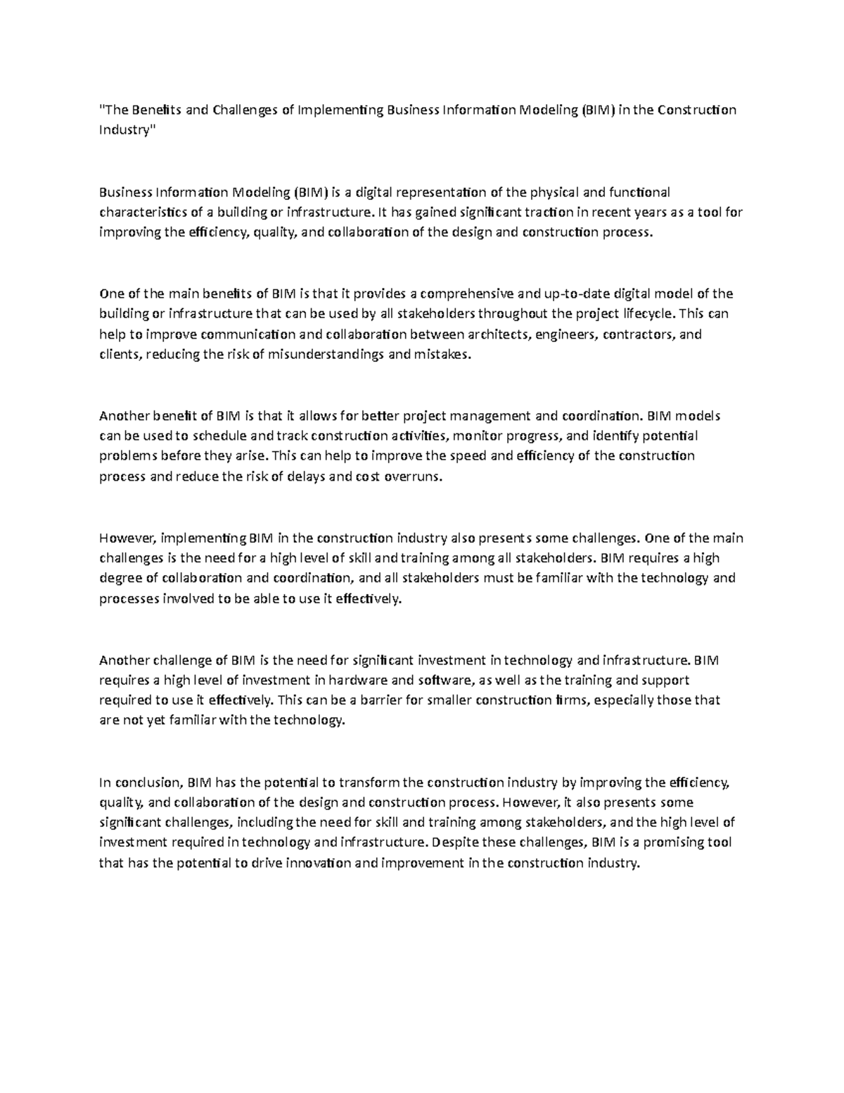 The Benefits and Challenges of Implementing Business Information ...