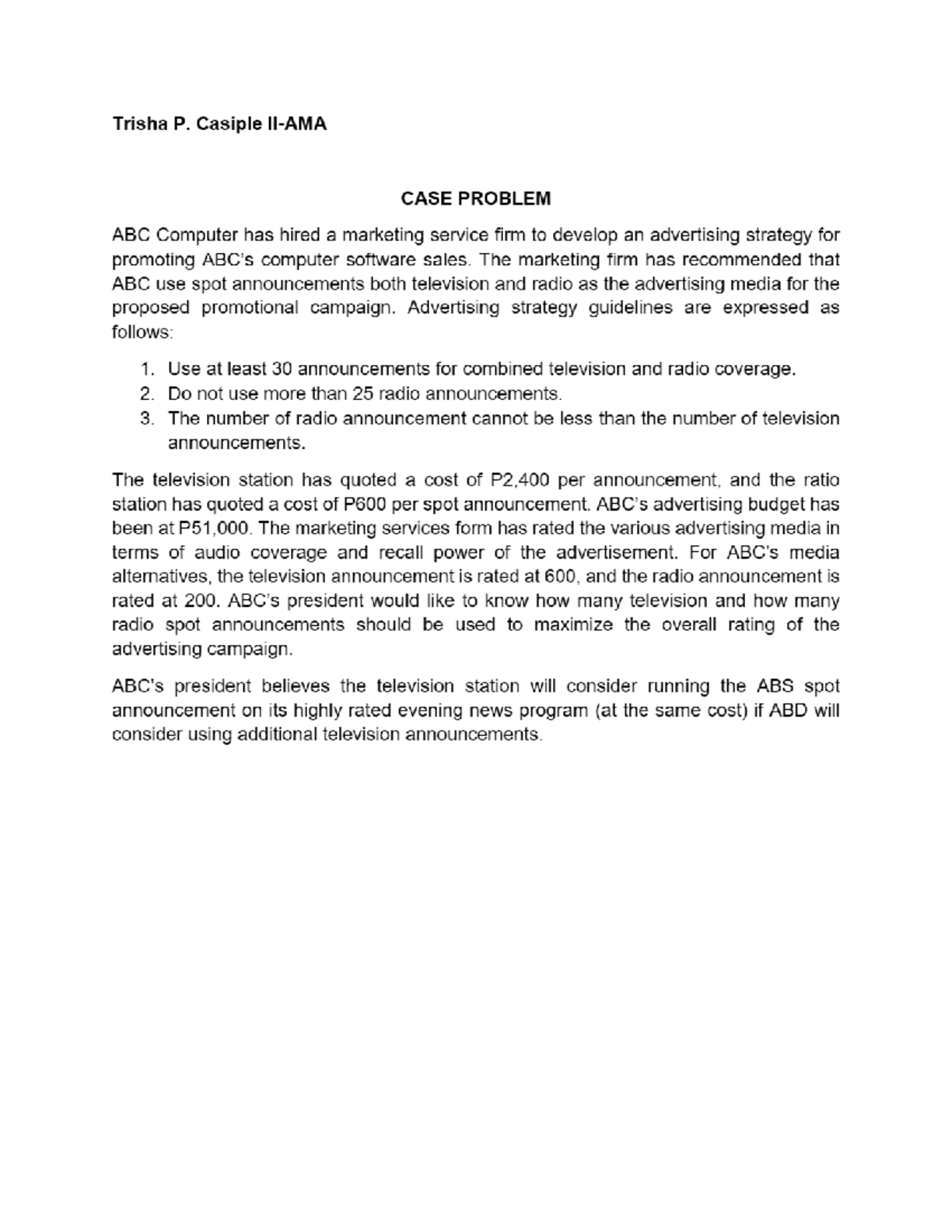 Managerial Report - hdhdhdh - Introduction to the Philosophy of the ...