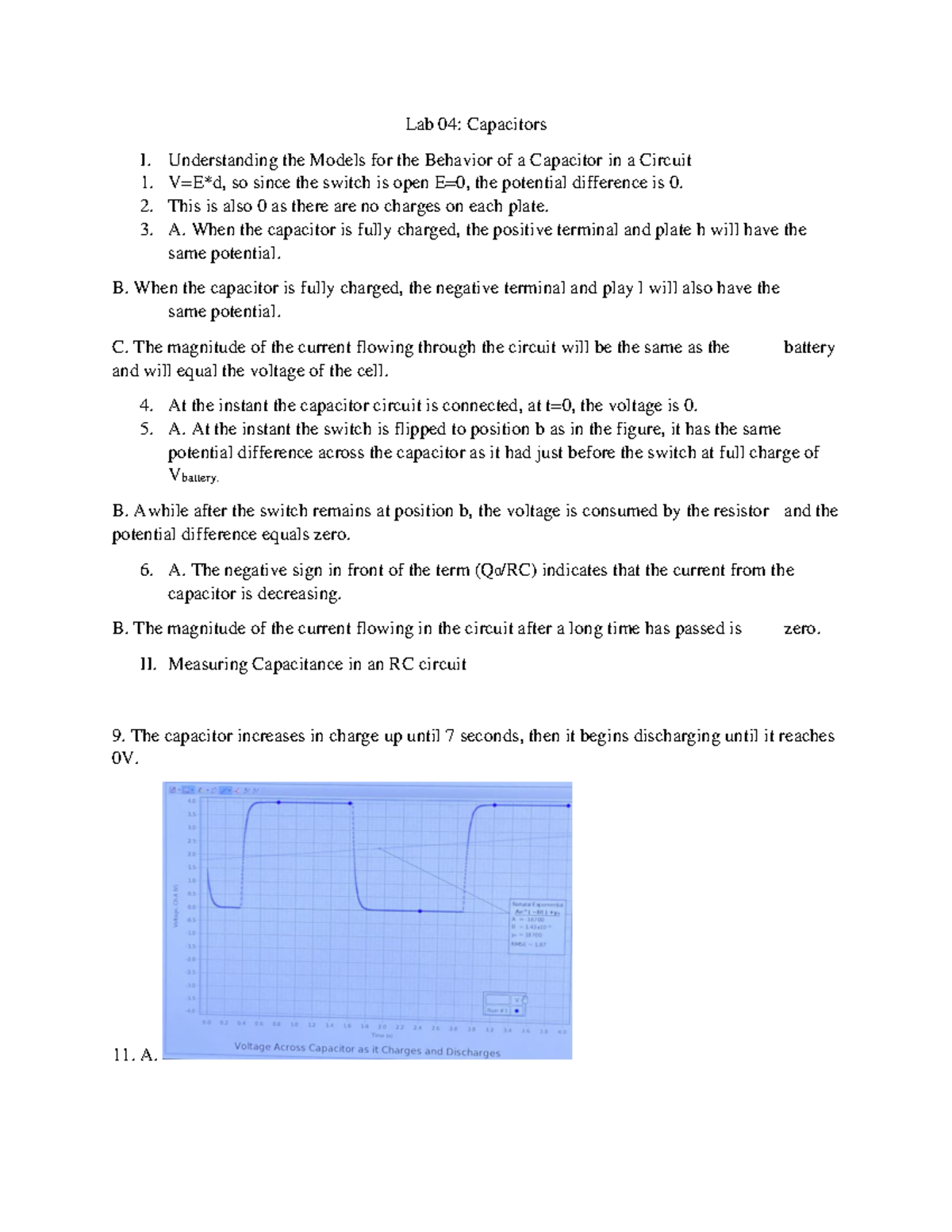 Lab 4 - Lab 4 Records - Lab 04: Capacitors I. Understanding the Models ...
