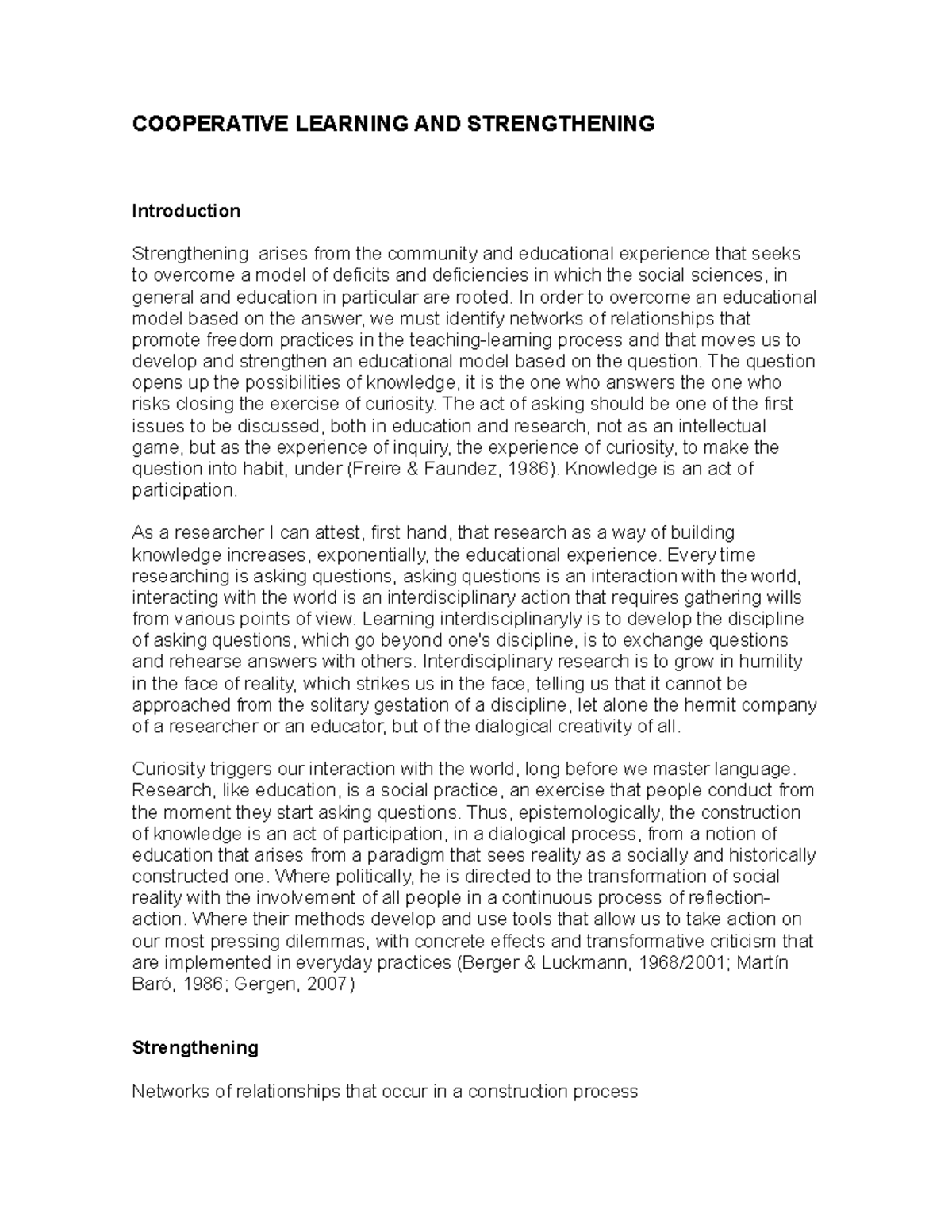 Cooperative learning and strengthening - COOPERATIVE LEARNING AND ...