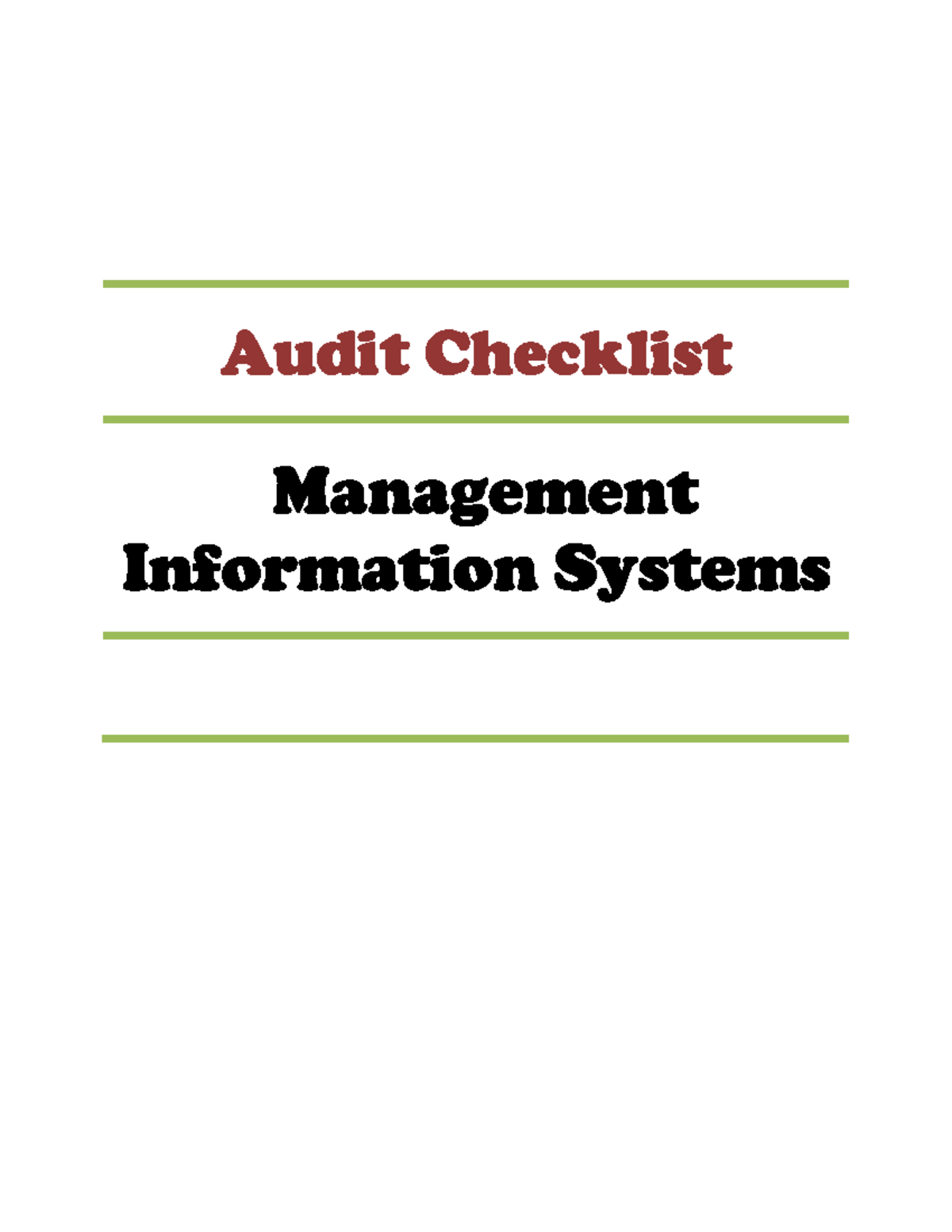 Lecture 7 IT- Audit- Check-LIST - Audit Checklist Management ...