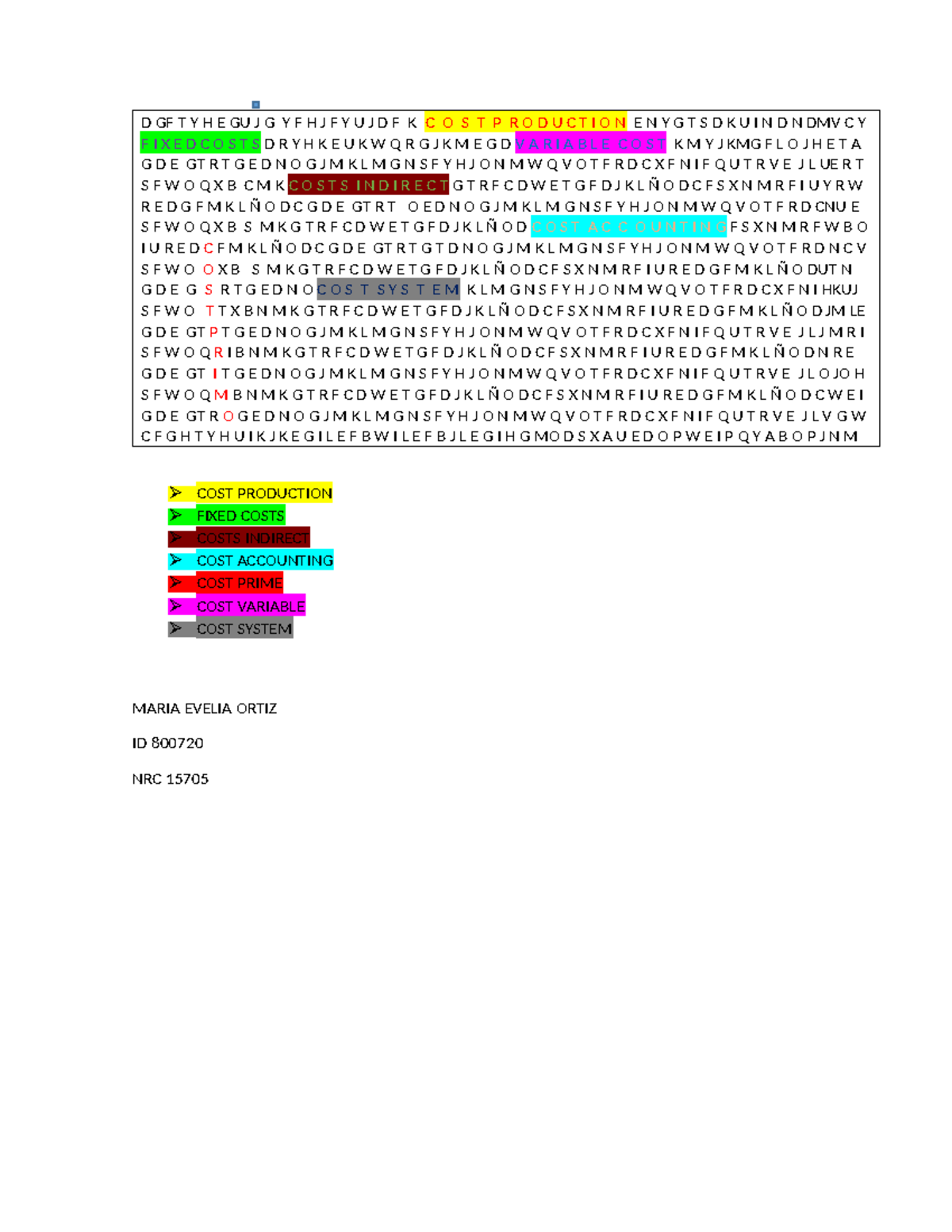 Crucigrama En Ingles De Costos D Gf T Y H E Gu J G Y F H J F Y U J D
