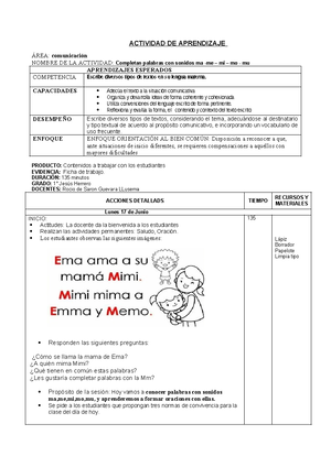 Leemos Cuento - SESIÓN DE APRENDIZAJE NOMBRE DE LA SESIÓN Leemos un cuento I.-DATOS INFORMATIVOS ...