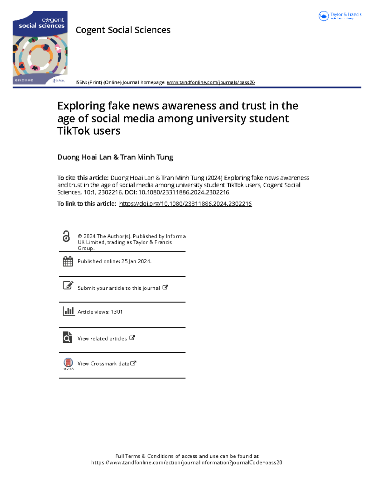 Exploring fake news awareness and trust in the age of social media ...