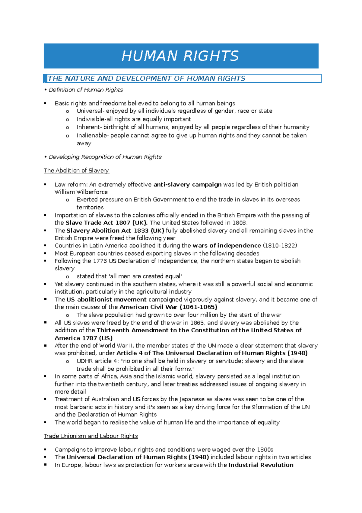 4Ja R human rights summary - HUMAN RIGHTS THE NATURE AND DEVELOPMENT OF ...