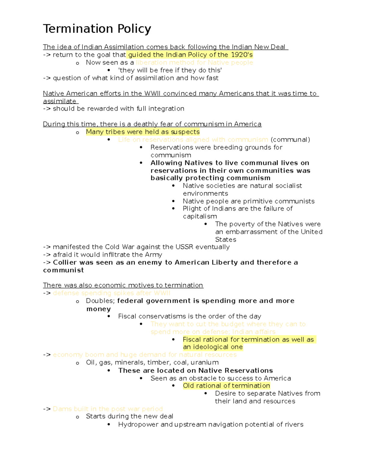 Termination Policy Notes - Termination Policy The idea of Indian ...