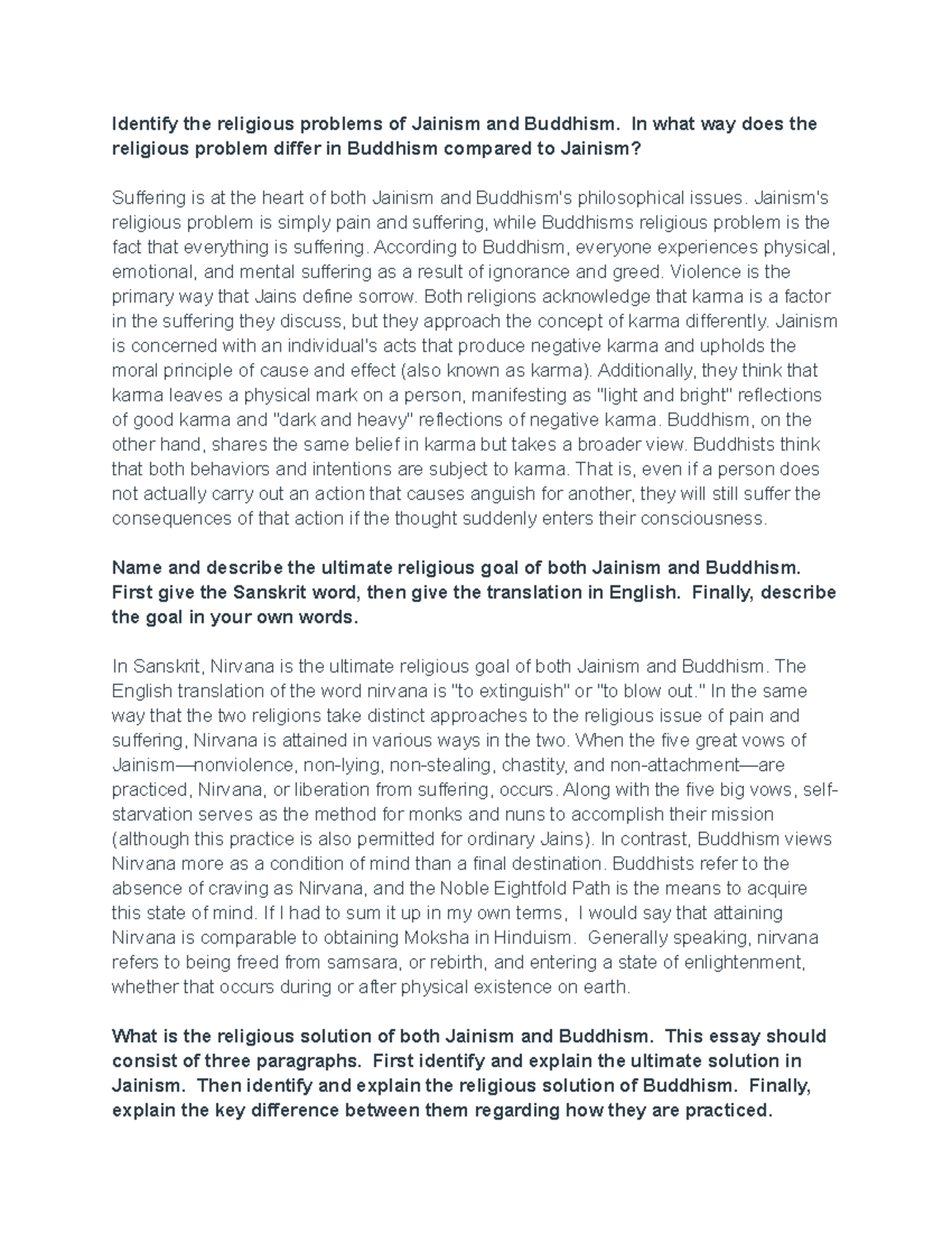 Jainism and Buddhism Essay 4 - World religions - Identify the religious ...