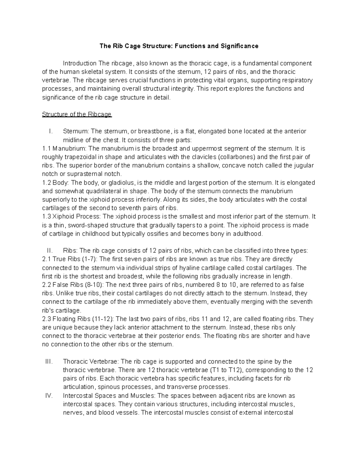 Rib Cage: Structural Significance and Function - The Rib Cage Structure ...