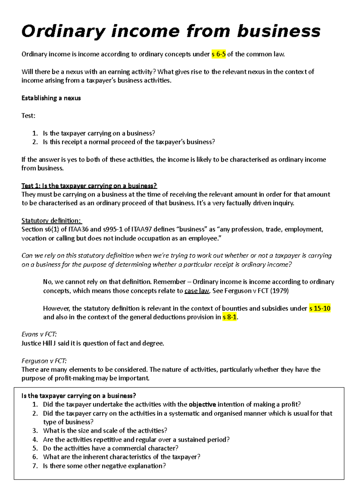 Ordinary income from business - Ordinary income from business Ordinary ...