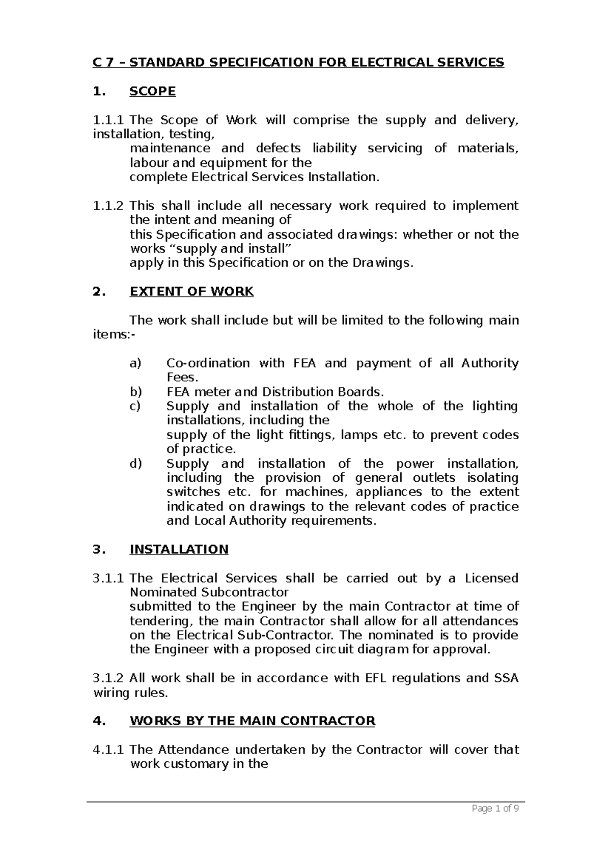 C7 elec spec - Building Specification - C 7 – STANDARD SPECIFICATION ...
