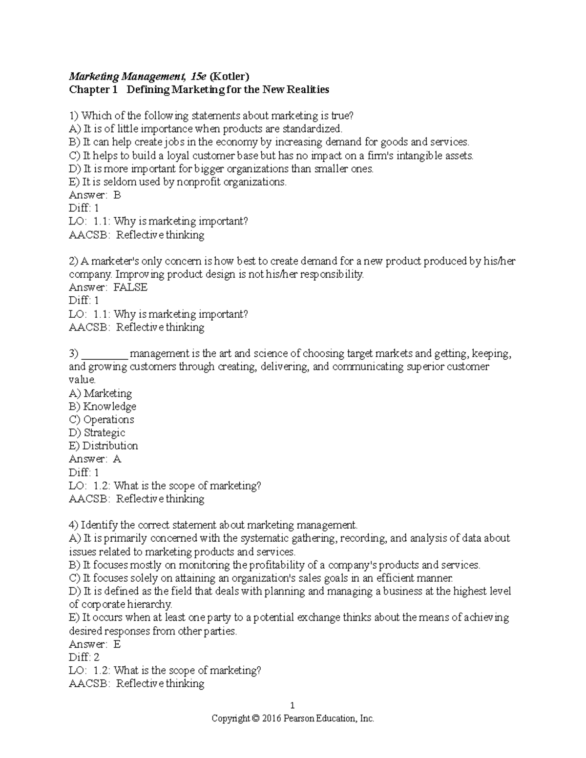 Sample-Test Bank Marketing Management 15th 15E Philip Kotler ...