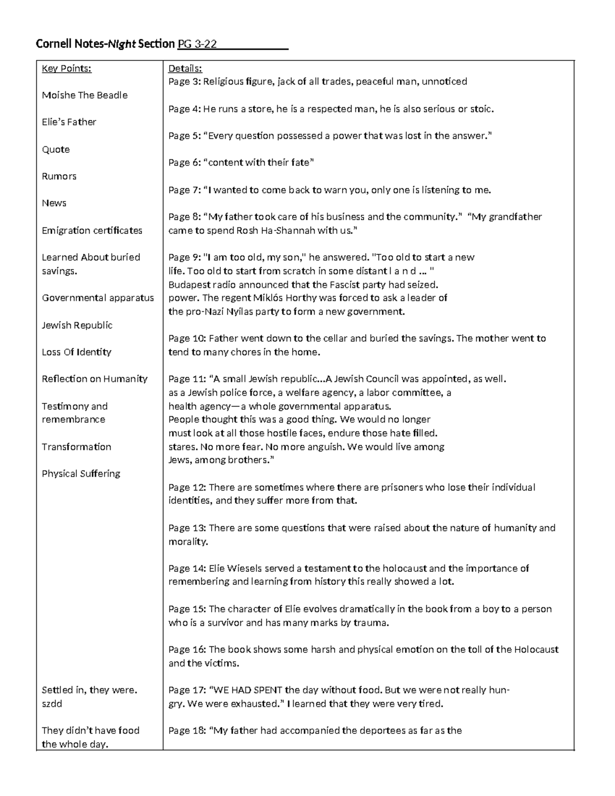 Cornell Notes Blank - Cornell Notes-Night Section PG 3-22 ...
