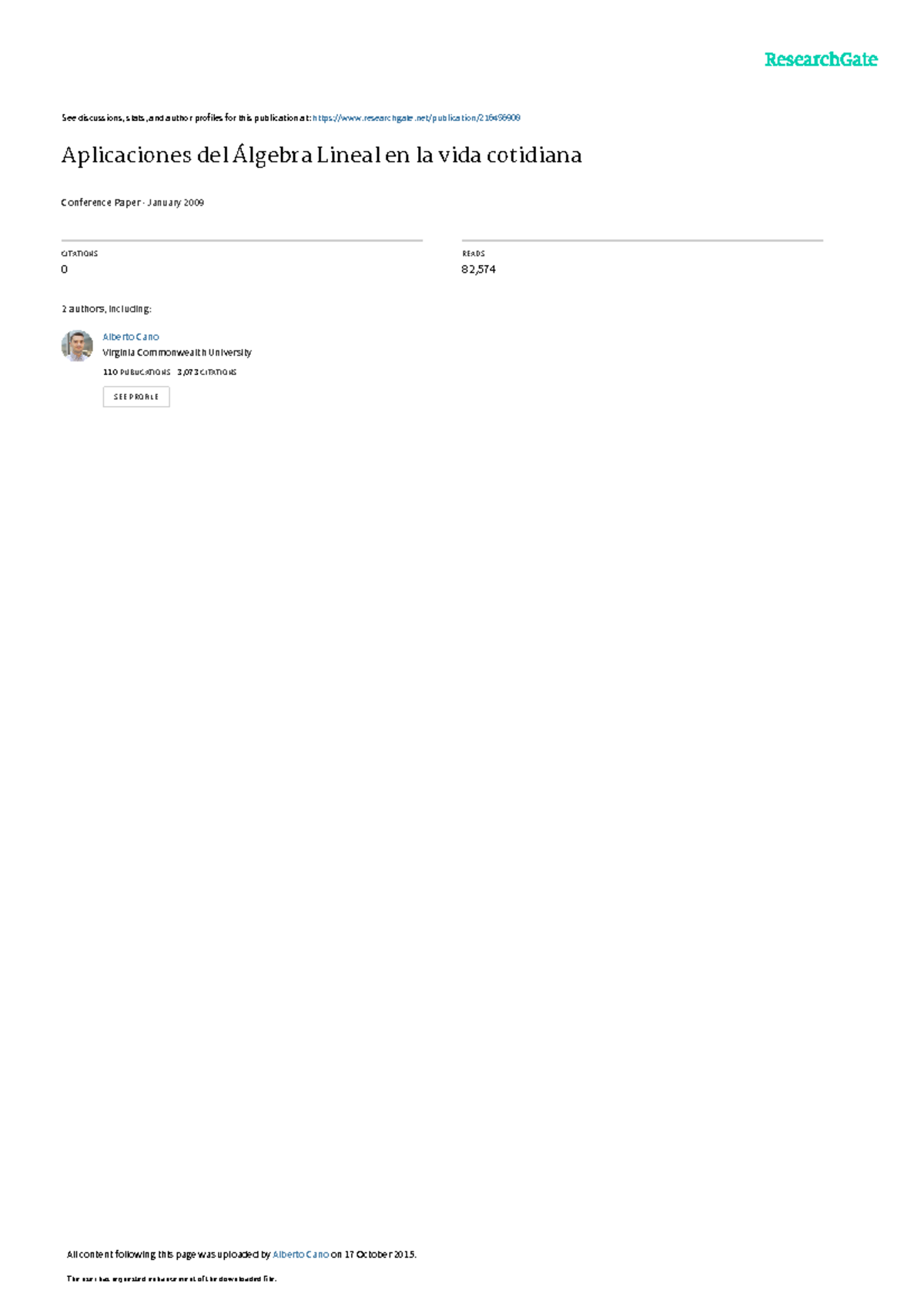 Aplicaciones del Algebra Lineal en la vida cotidiana - See discussions, stats, and author ...