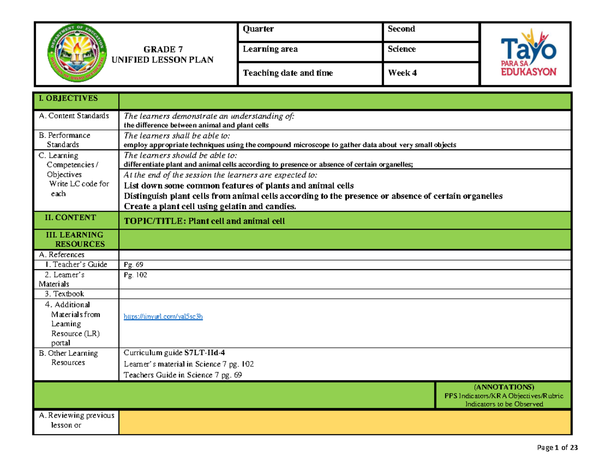 CO 2- Annex - This includes activity sheets for Grade 7 Science ...