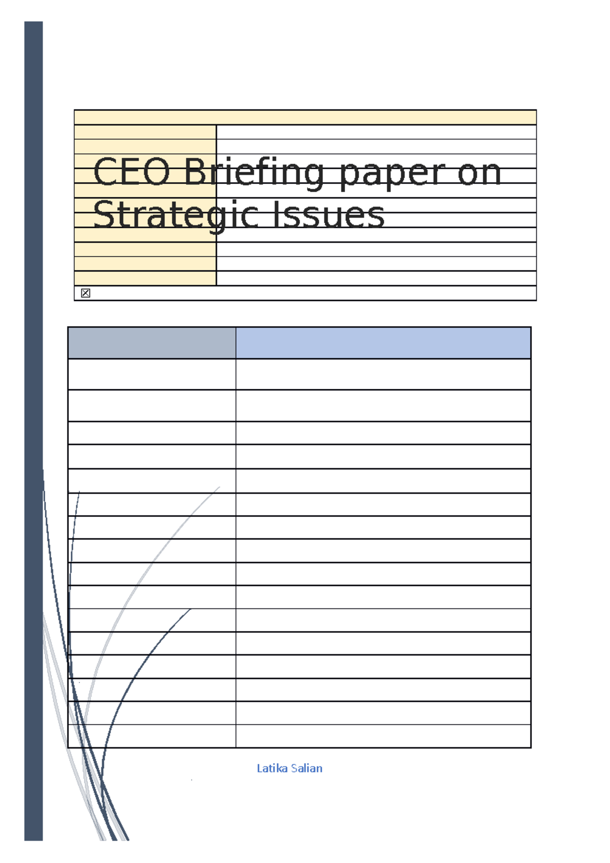 Corporate Strategy - Updated 1 - ☒ Latika Salian CEO Briefing paper on ...