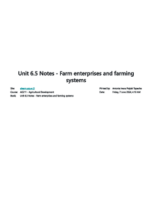 Unit 5 - notes - Agricultural Development - Studocu