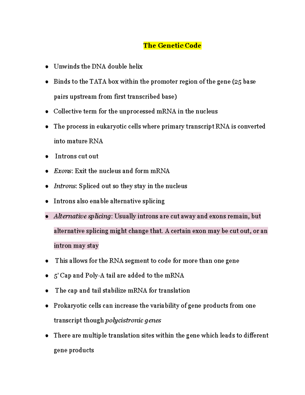 The Genetic Code lecture - The Genetic Code Unwinds the DNA double ...