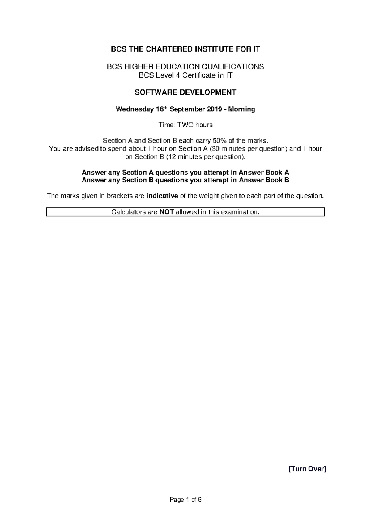 Heq sep19 cert sd - practice materials - BCS THE CHARTERED INSTITUTE ...