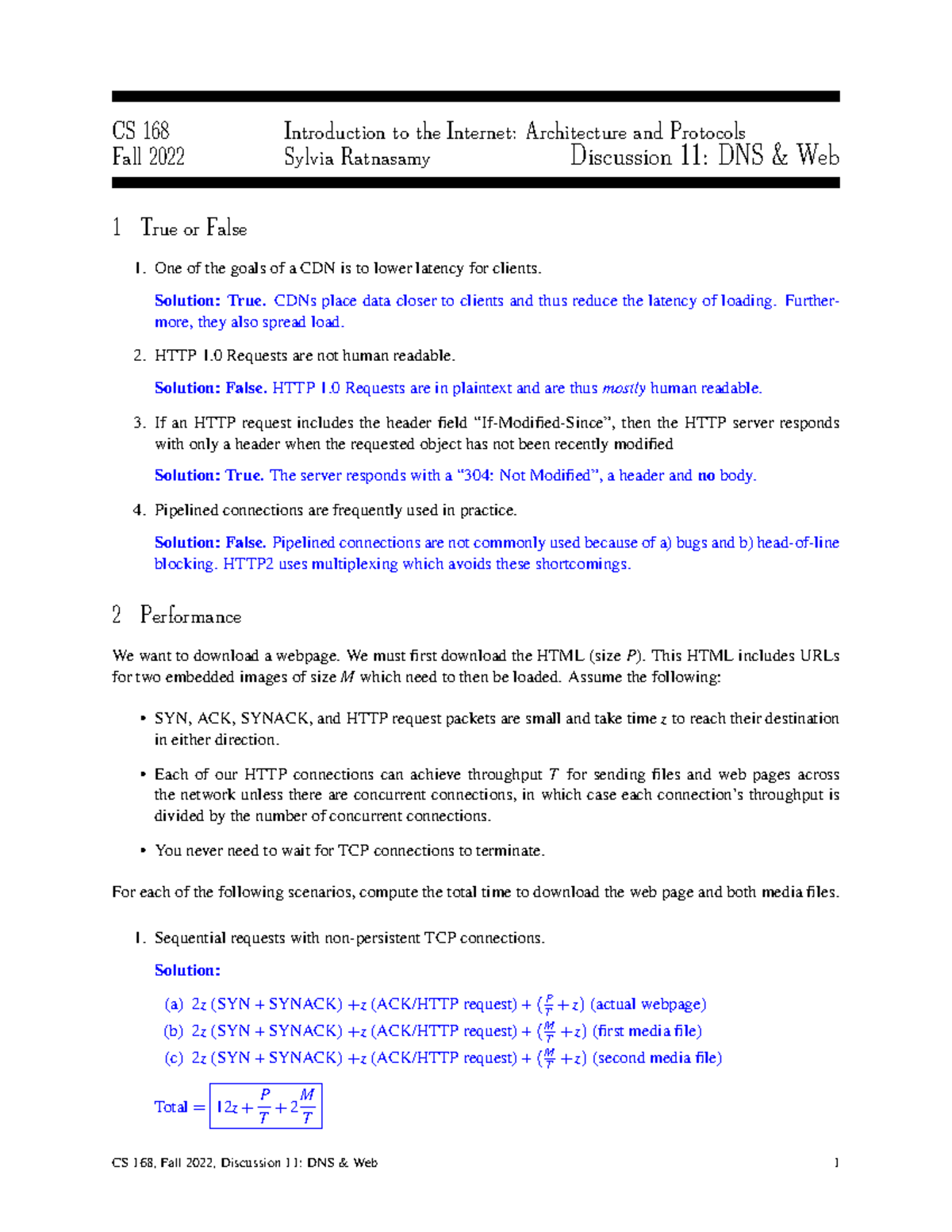 11-sol - homework - CS 168 Introduction to the Internet: Architecture and Protocols Fall 2022 ...