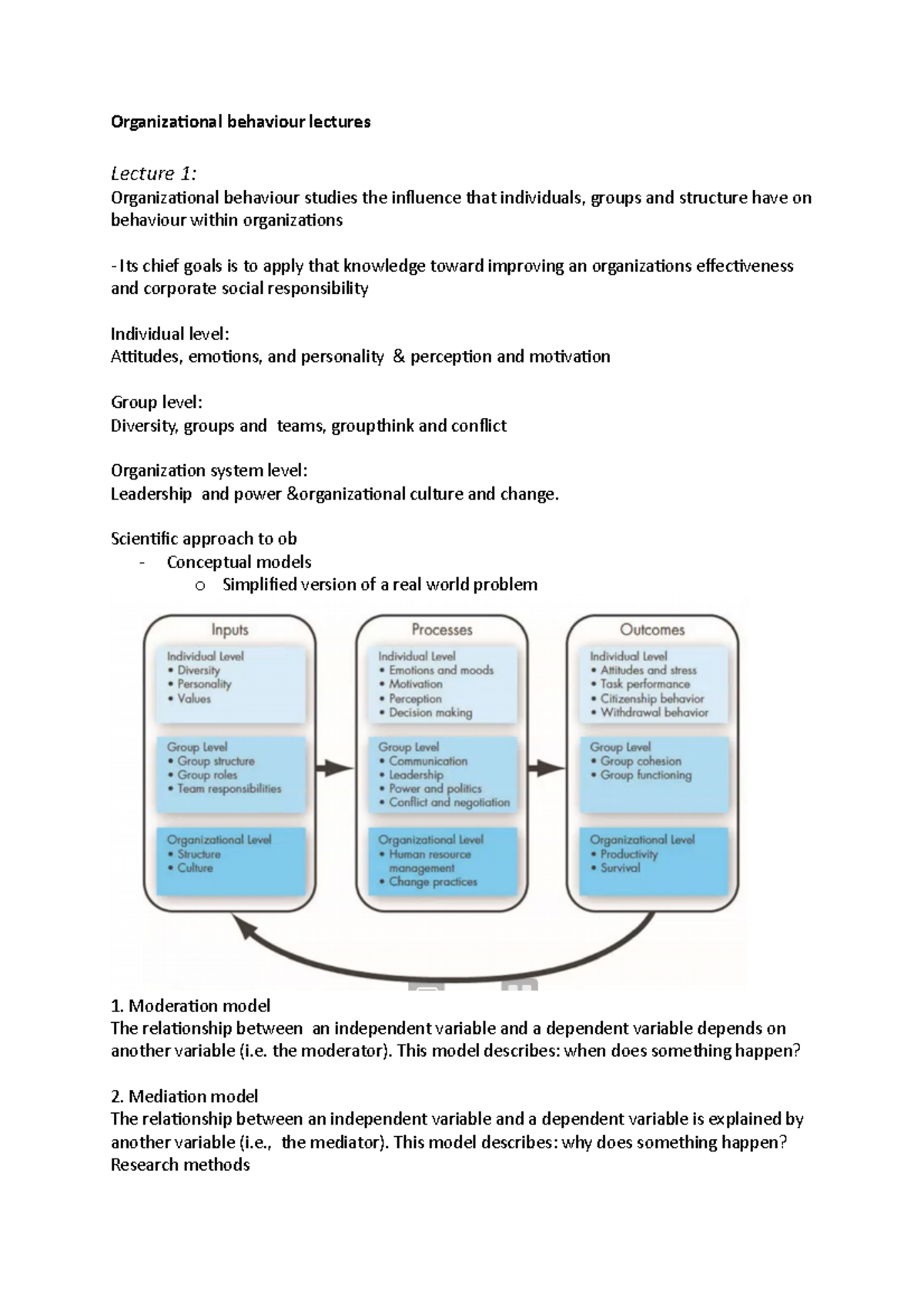 Organizational behaviour lectures - Organizaional behaviour lectures Lecture 1: Organizaional ...