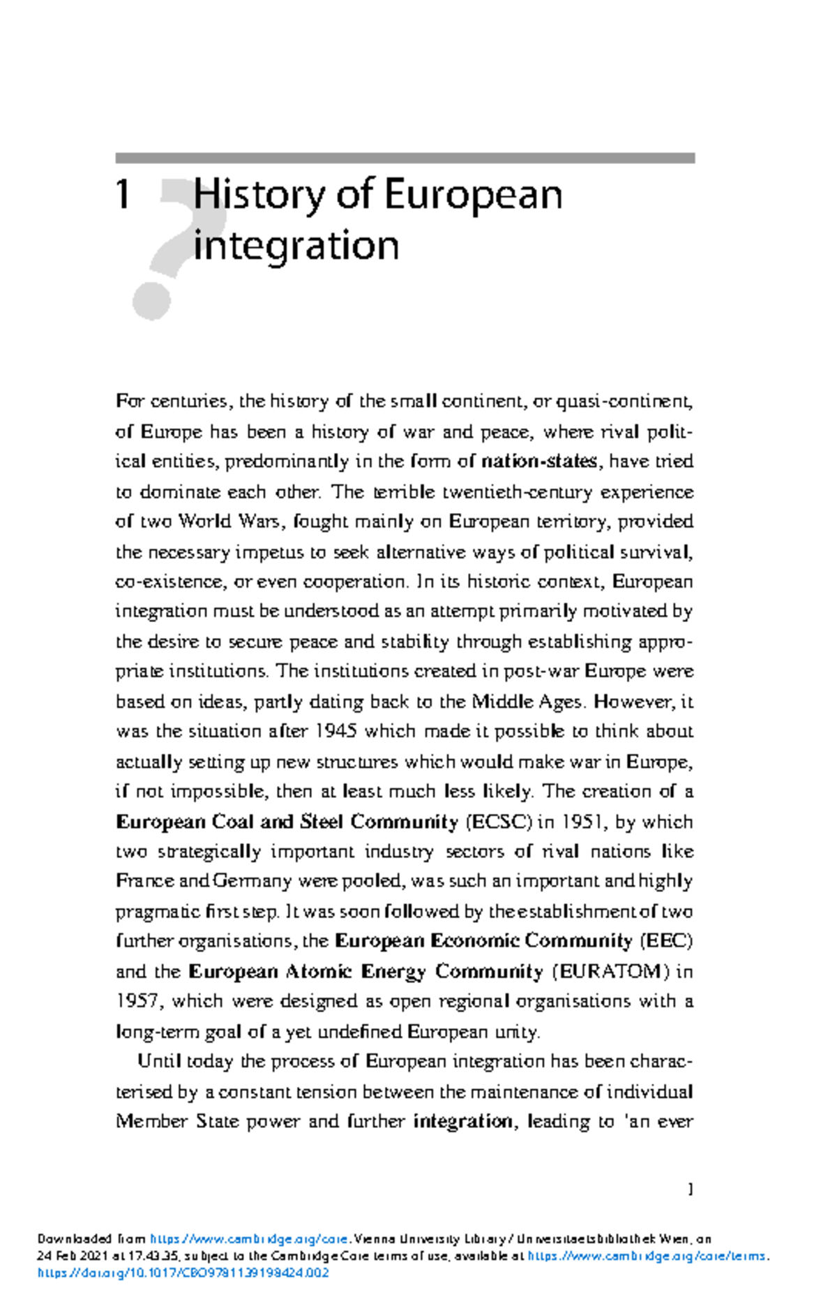 History of european integration - 1 ? 1 History of European integration ...