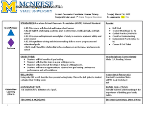 School Guidance Intervention Lesson Plan 1 - Guidance Intervention ...
