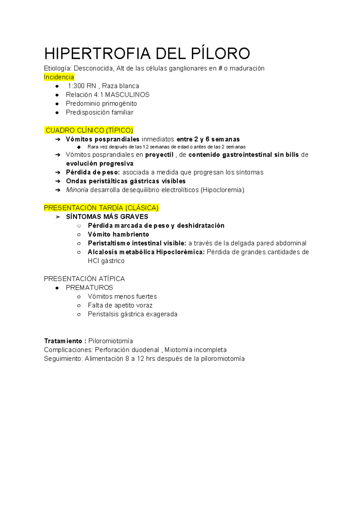 Hipertrofia DEL Piloro - HIPERTROFIA DEL PÍLORO Etiología: Desconocida ...