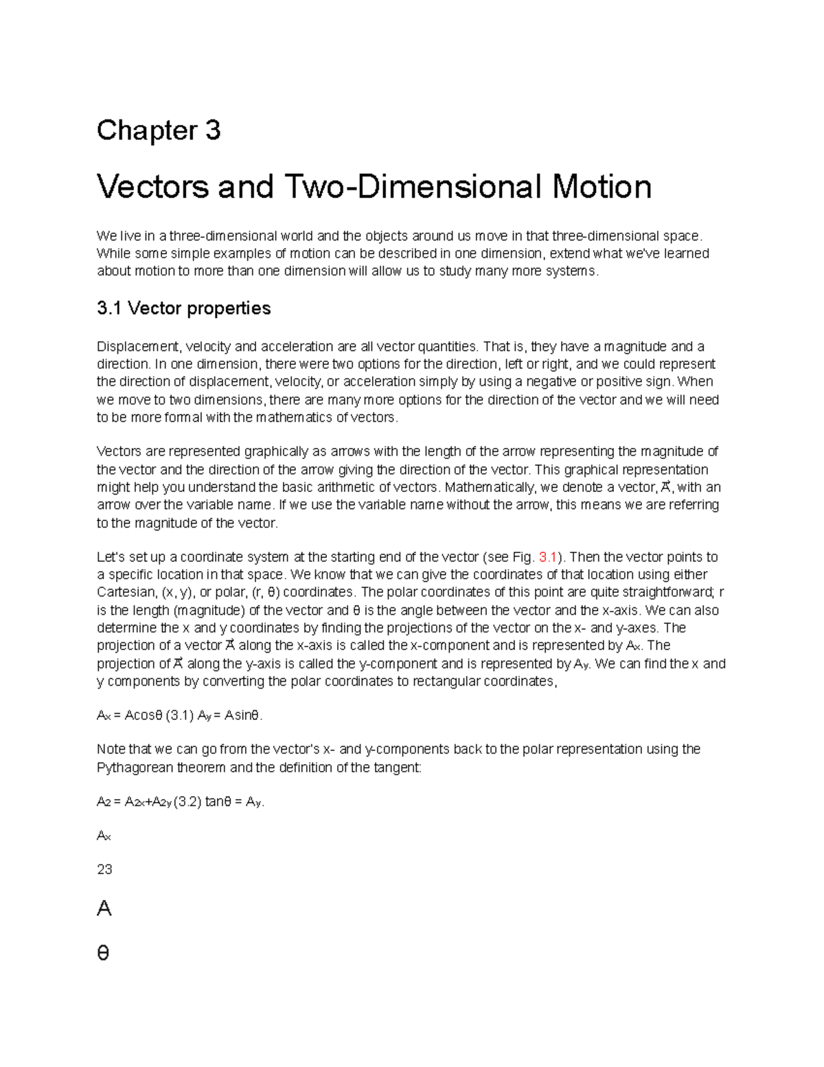 Physics Lecture Notes 6 - Chapter 3 Vectors and Two-Dimensional Motion ...