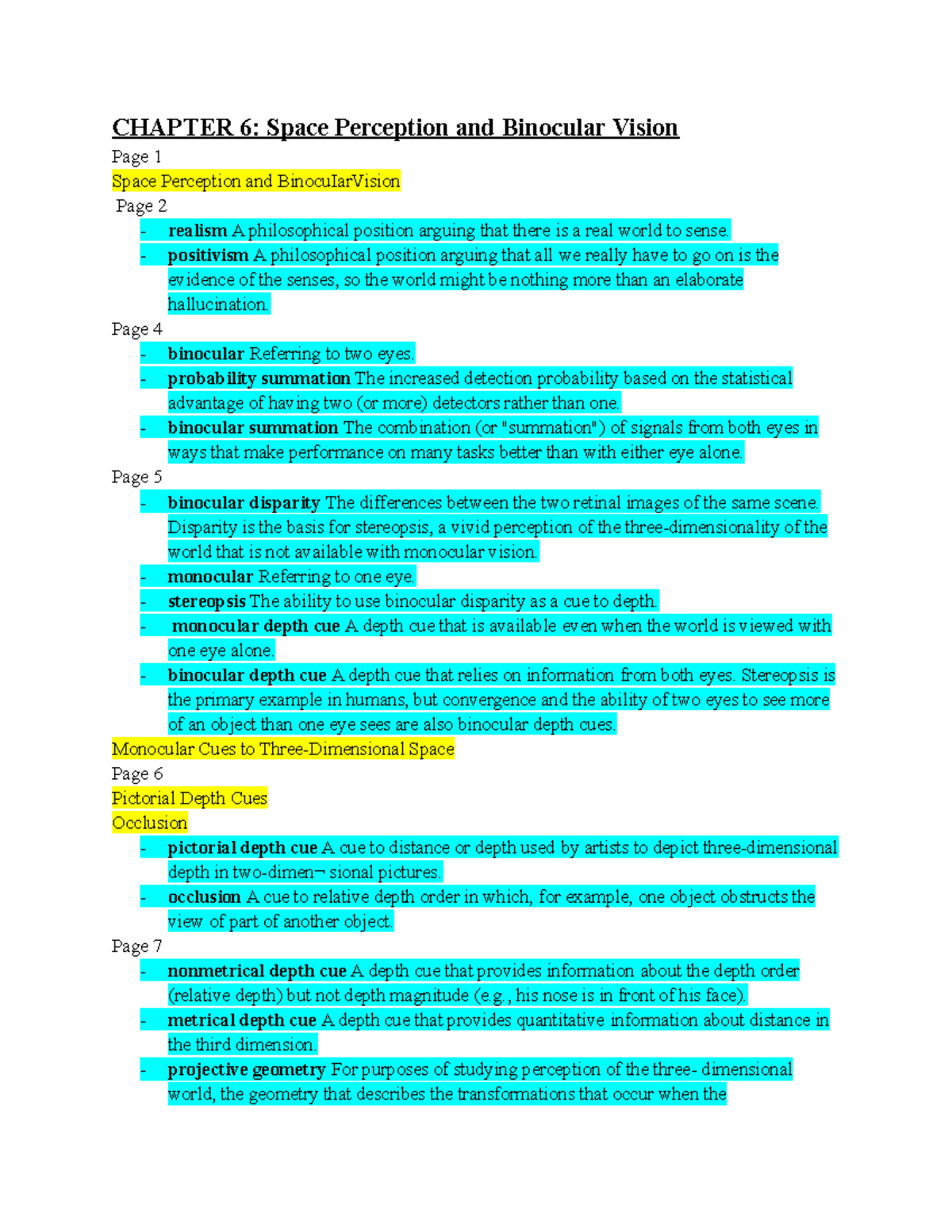 Perception text ch 6-10 - CHAPTER 6: Space Perception and Binocular ...