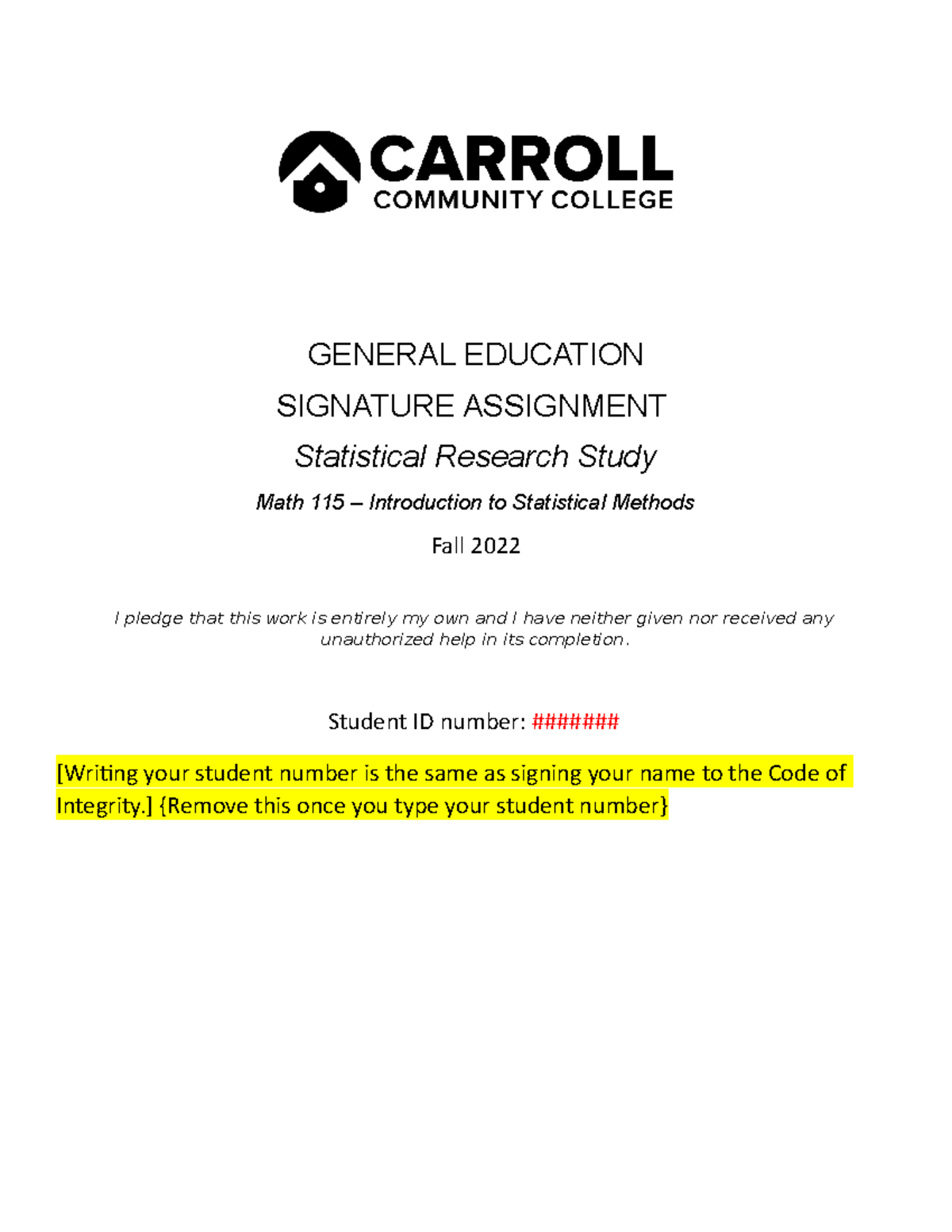 Math 115 - Signature Assignment - Student Template - GENERAL EDUCATION SIGNATURE ASSIGNMENT ...