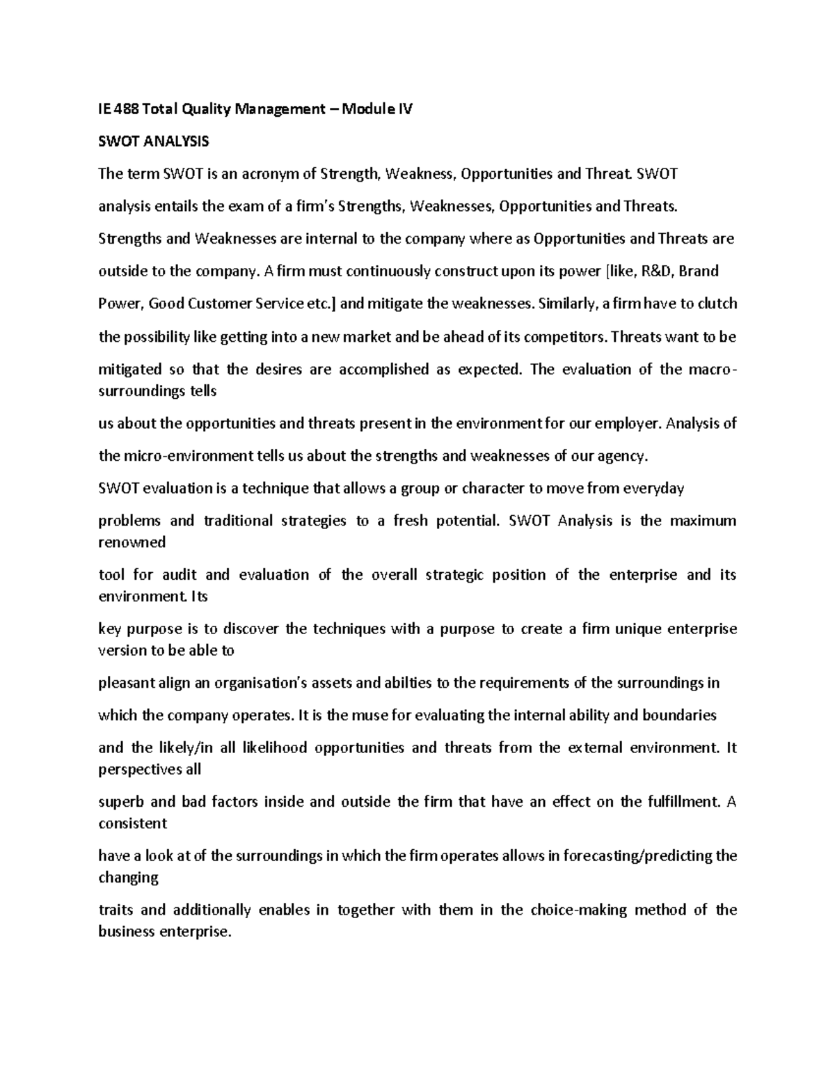 Total Quality Management Module 5 PART 1 - IE 488 Total Quality ...