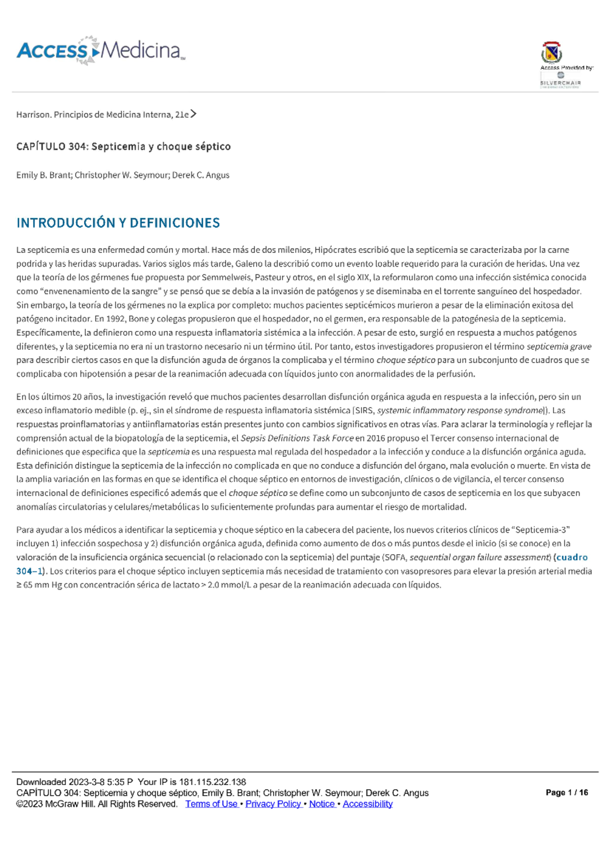 Septicemia - ddddddddddd - ACCESS Medicina Access Provided ...