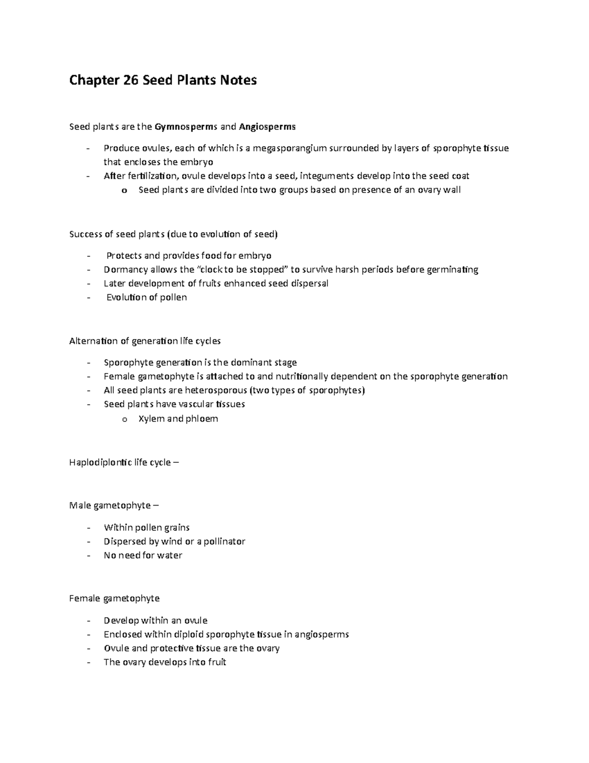 Chapter 26 Seed Plants Notes - Chapter 26 Seed Plants Notes Seed plants ...