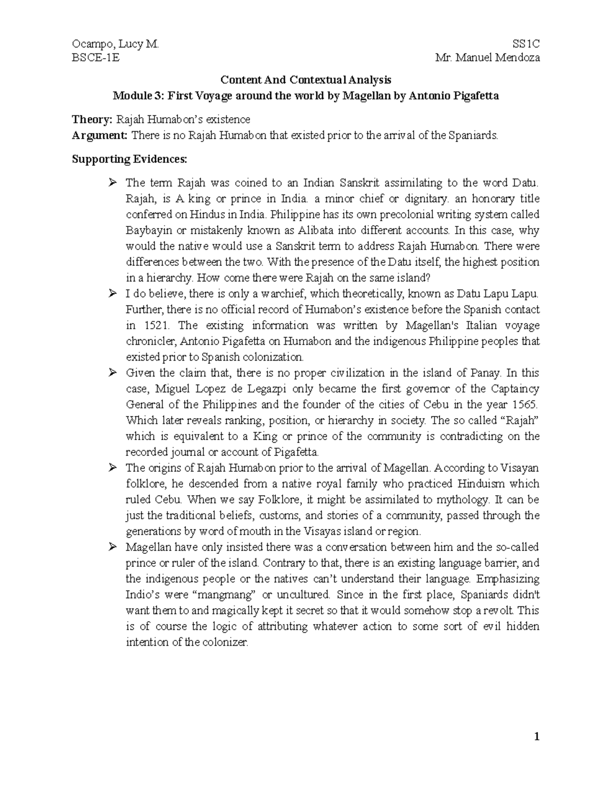 Content And Contextual Analysis - BSCE-1E Mr. Manuel Mendoza Content ...