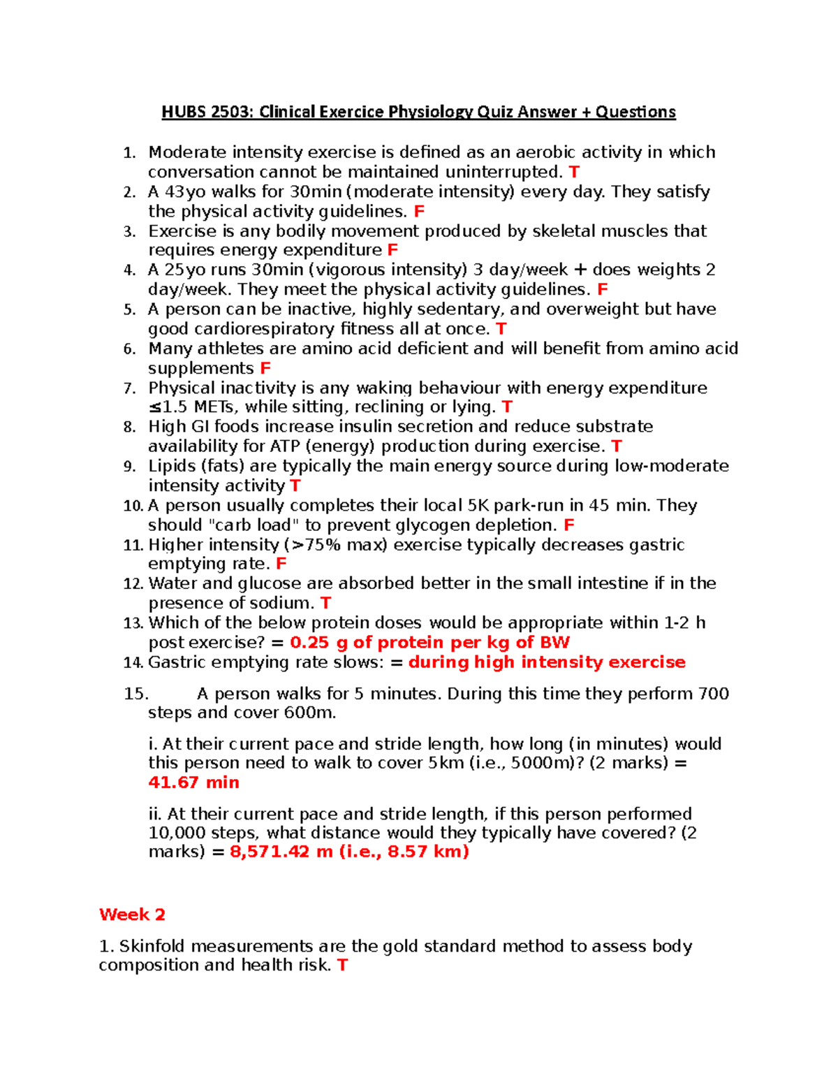 Quiz Answer + Question - HUBS 2503: Clinical Exercice Physiology Quiz ...