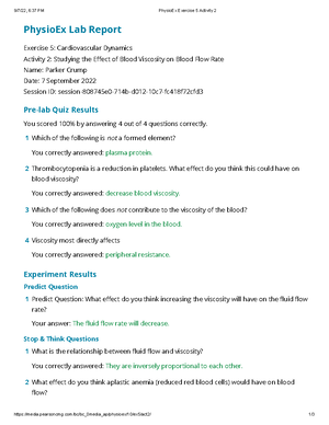 Physio Ex Exercise 2 Activity 2 - PhysioEx Lab Report Exercise 4 ...