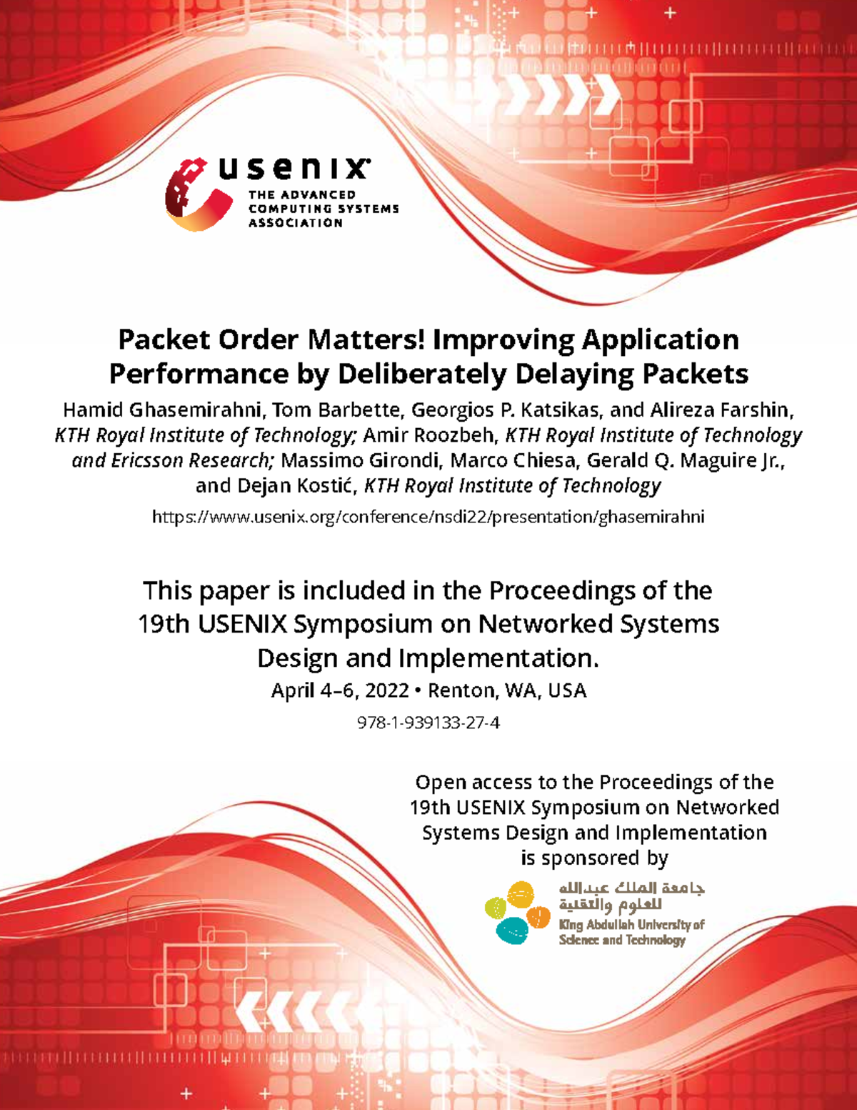 Nsdi22-paper-ghasemirahni - This paper is included in the Proceedings of the 19th USENIX ...