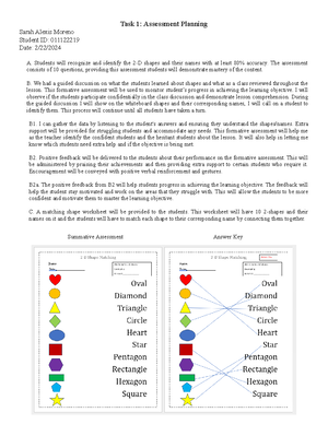 D152 - Task 1 - Passed - Task 1: Elementary Strategies Sarah Moreno ID ...