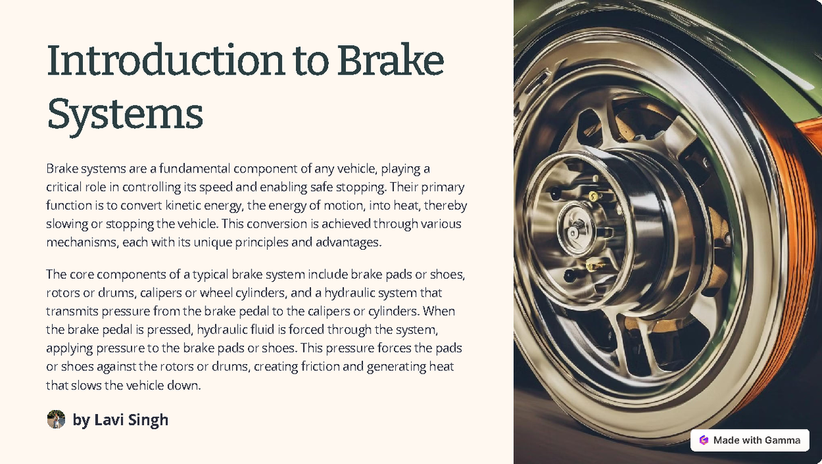 Introduction to Brake Systems - Introduction to Brake Systems Brake ...