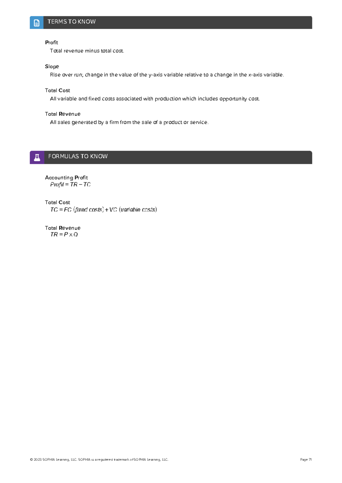 Microeconomics unit-3-tutorials PDF4 - Profit Total revenue minus total cost. Slope Rise over ...