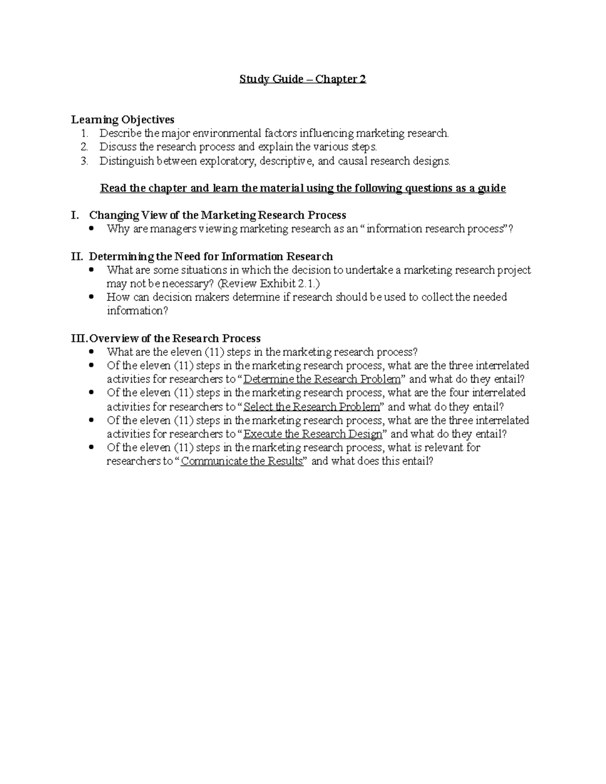 Chapter 2 Study Guide - Study Guide – Chapter 2 Learning Objectives 1 ...