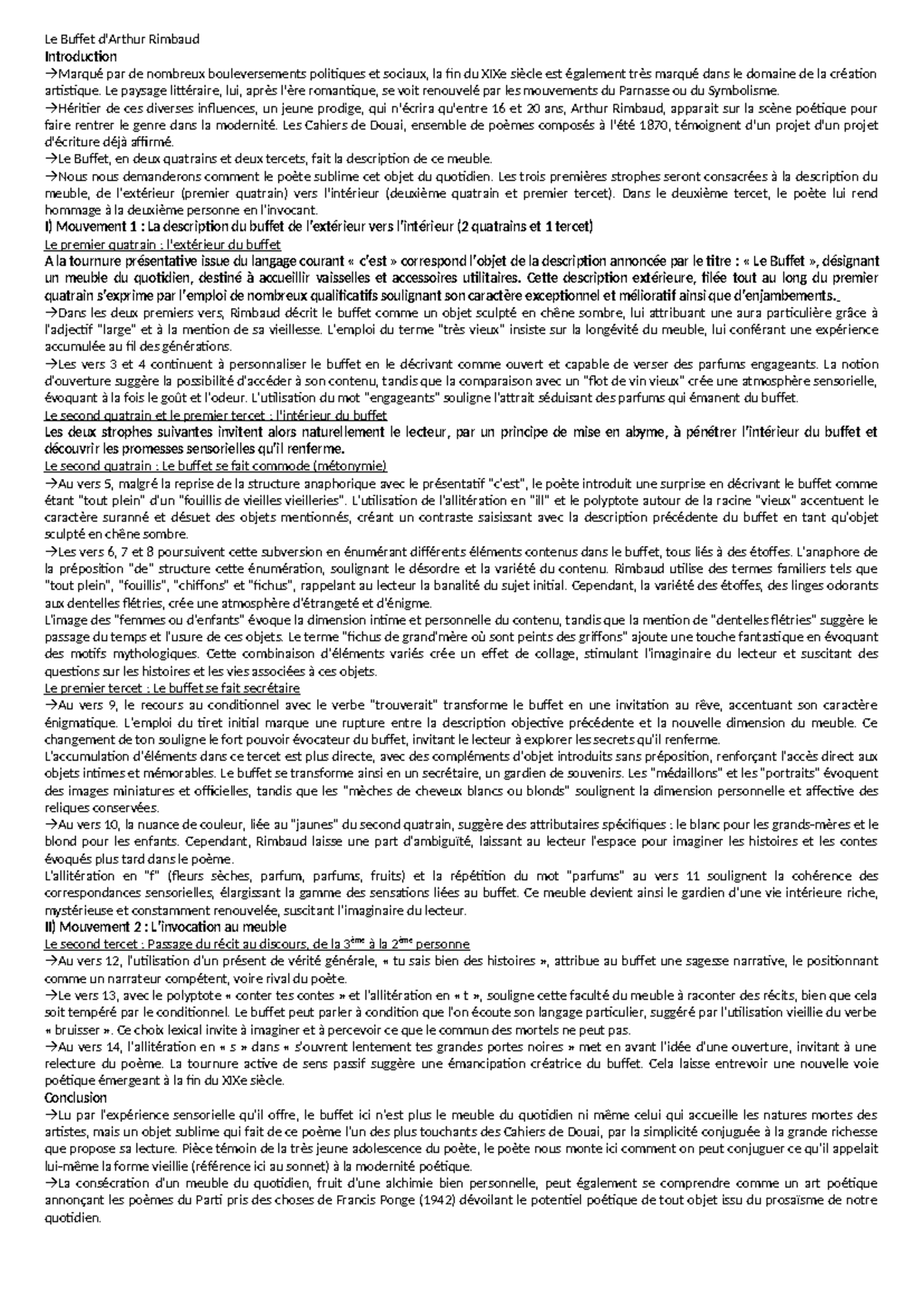 Fiche Le Buffet d'Arthur Rimbaud - Le Buffet d’Arthur Rimbaud ...