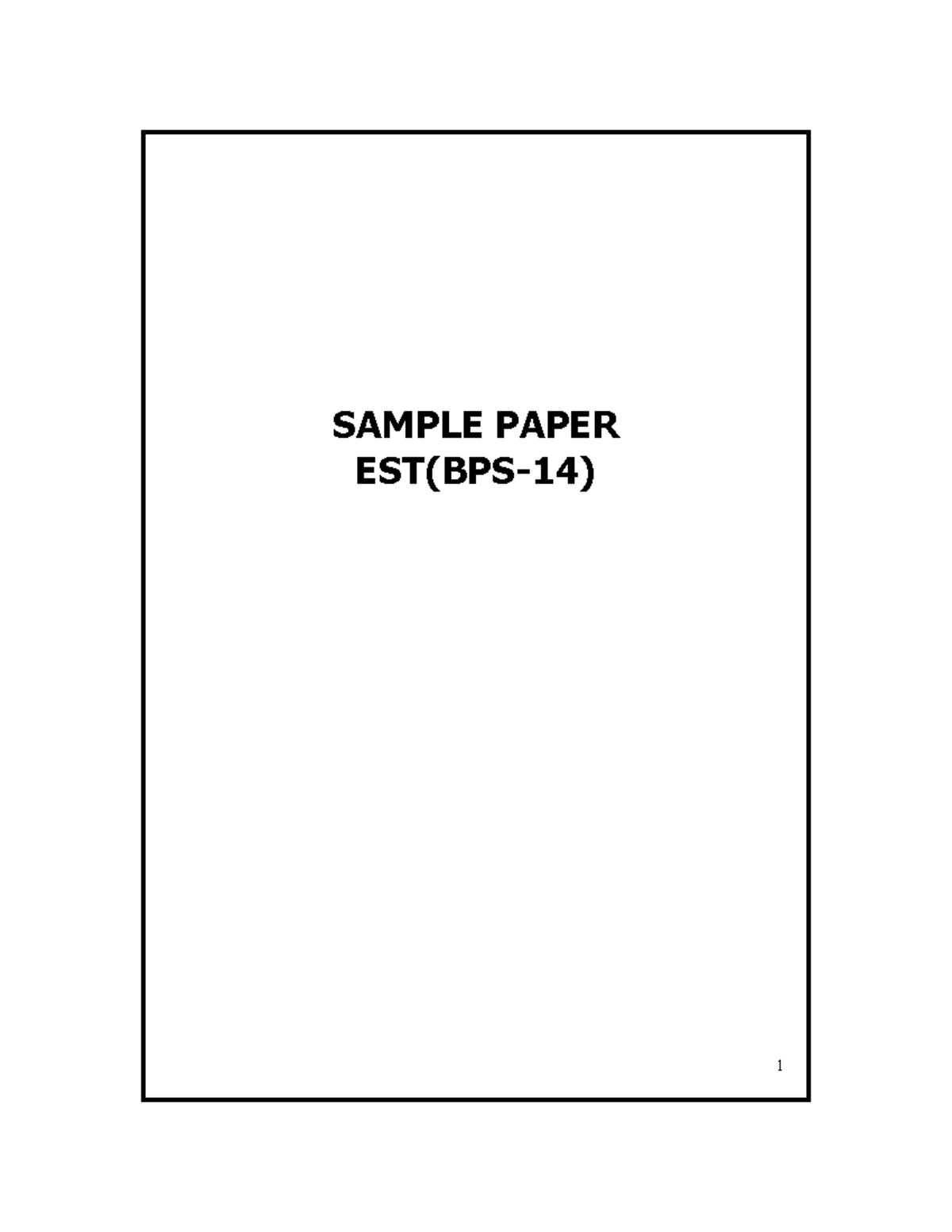 EST SP - Practice material - SAMPLE PAPER EST(BPS-14) ENGLISH Identify ...