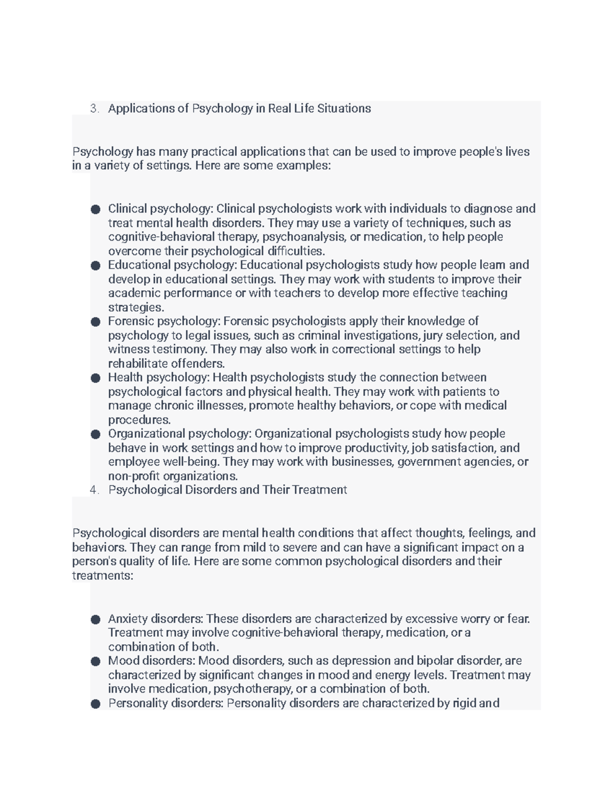 Honors Independent Study 3-4 - Applications of Psychology in Real Life ...